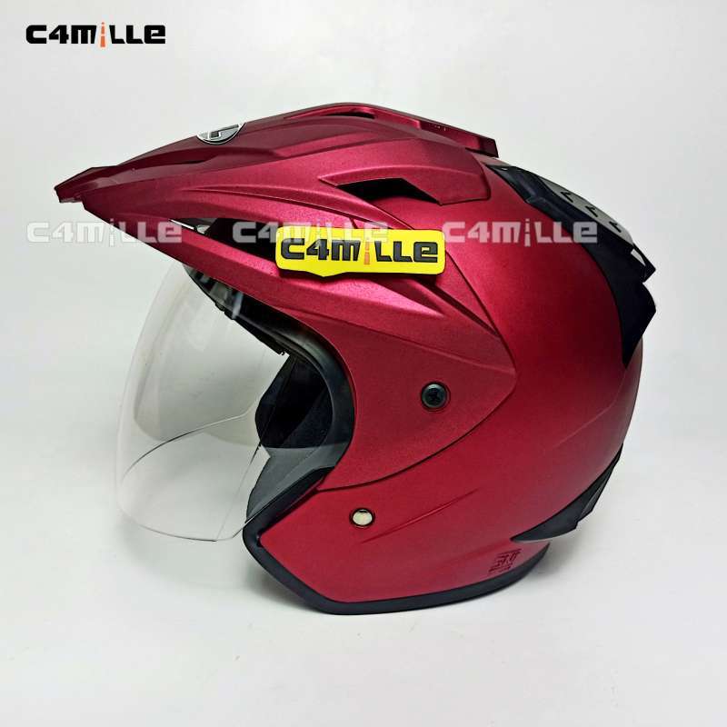 Jual Helm Godzilla Solid Red Maroon Doff Half Face Murah Sni Satu Kaca ...