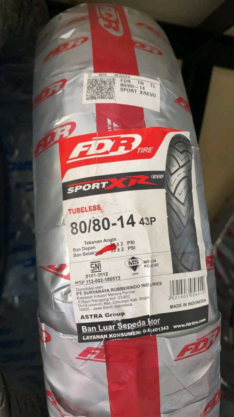 Jual Fdr Sport Xr Evo Tubeless (tl) 80/80-14 Di Seller Lb Variasi - Pai ...