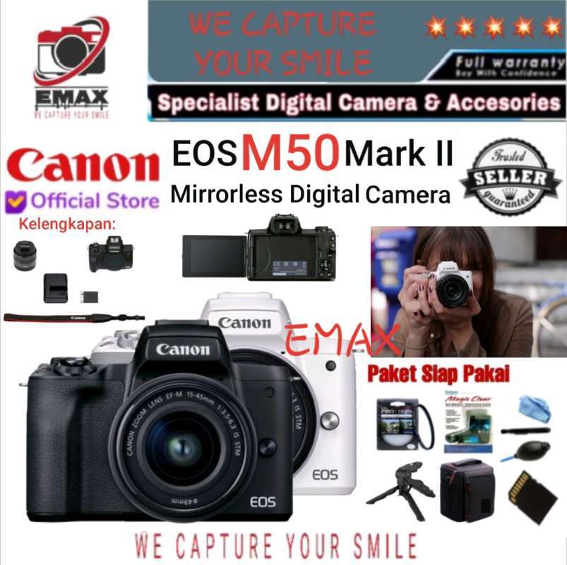 Jual CANON EOS M50 Mark II Kit EF-M 15-45mm IS STM Camera Canon M50 ...
