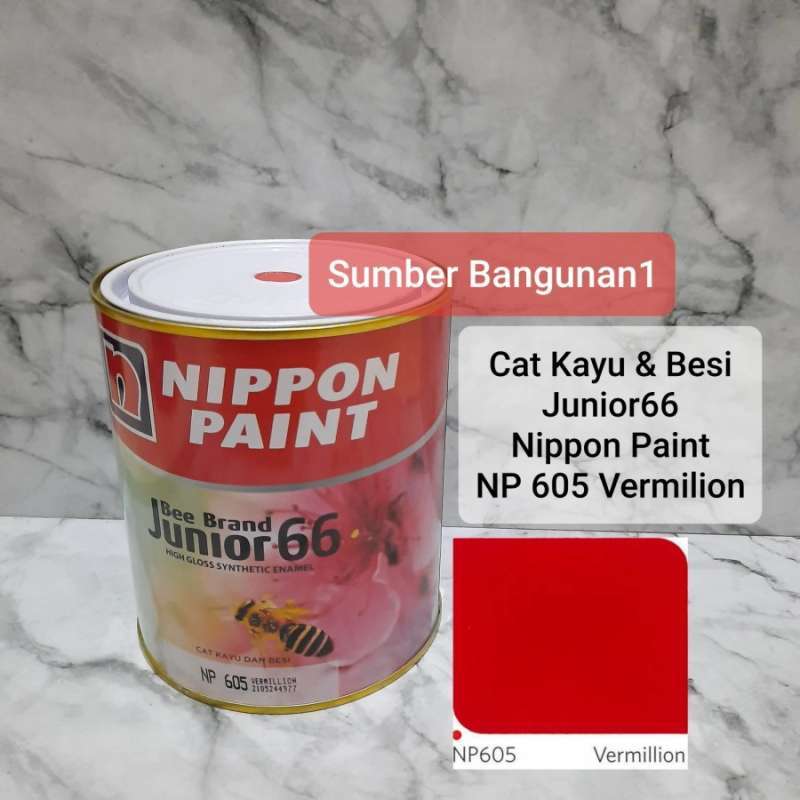 Jual Cat Kayu Besi Junior66 Nippon Paint Np 605 Vermillion Merah 1kg Di ...
