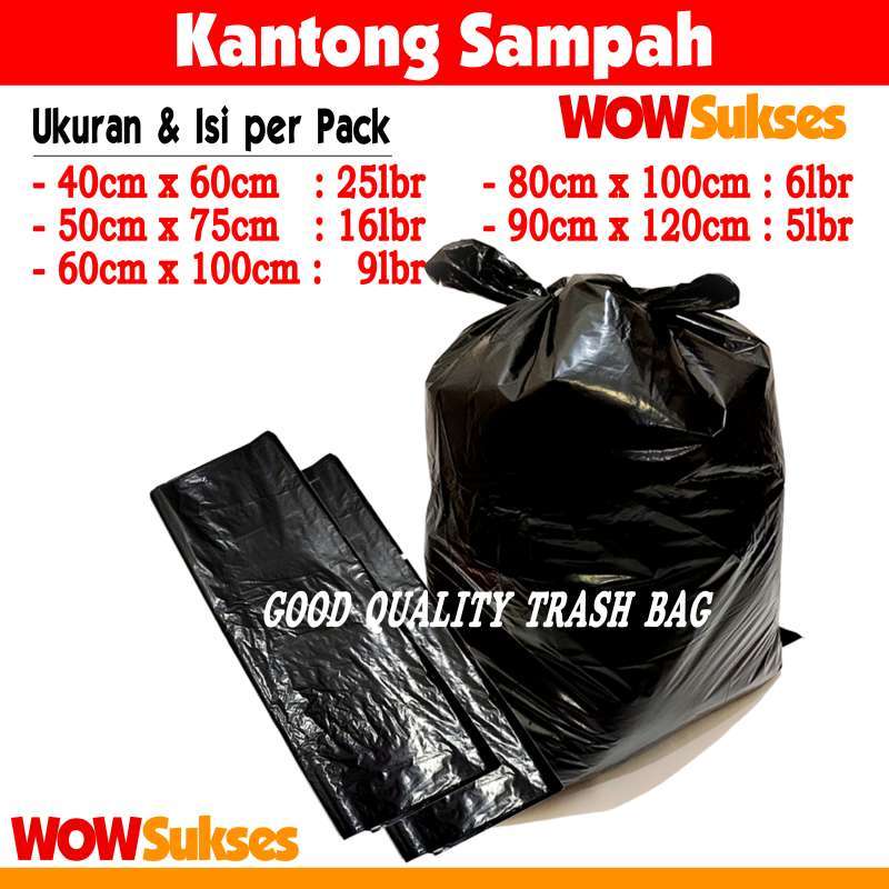 Promo Kantong Sampah Plastik Hitam Trash Bag Hd-pe Uk. 90x120 (lebar 90cm X Tinggi 120cm) Isi ...