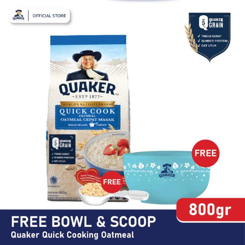 Jual QUAKER Quick Cooking Oatmeal [800 g] Free Bowl dan Scoop di Seller ...