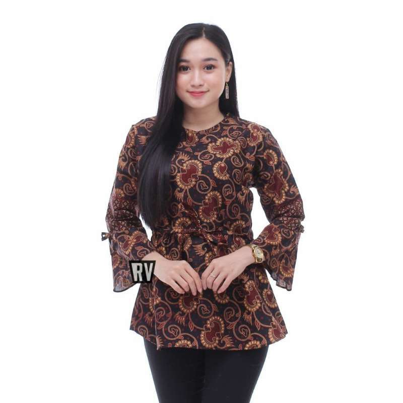 Promo Seragam Batik Kantor - Set Couple Baju Batik Motif Kelopak Coklat ...