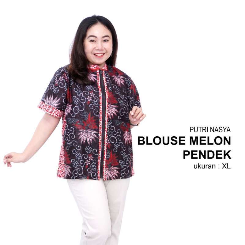 Promo Blouse Big Size Formal Atasan Batik Jumbo Wanita S M L Xl Xxl 3l