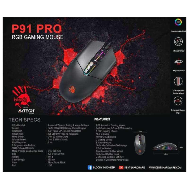 Jual Jual Bloody P91 Pro Rgb Ultra Core Activated Gaming Mouse 16K Dpi ...