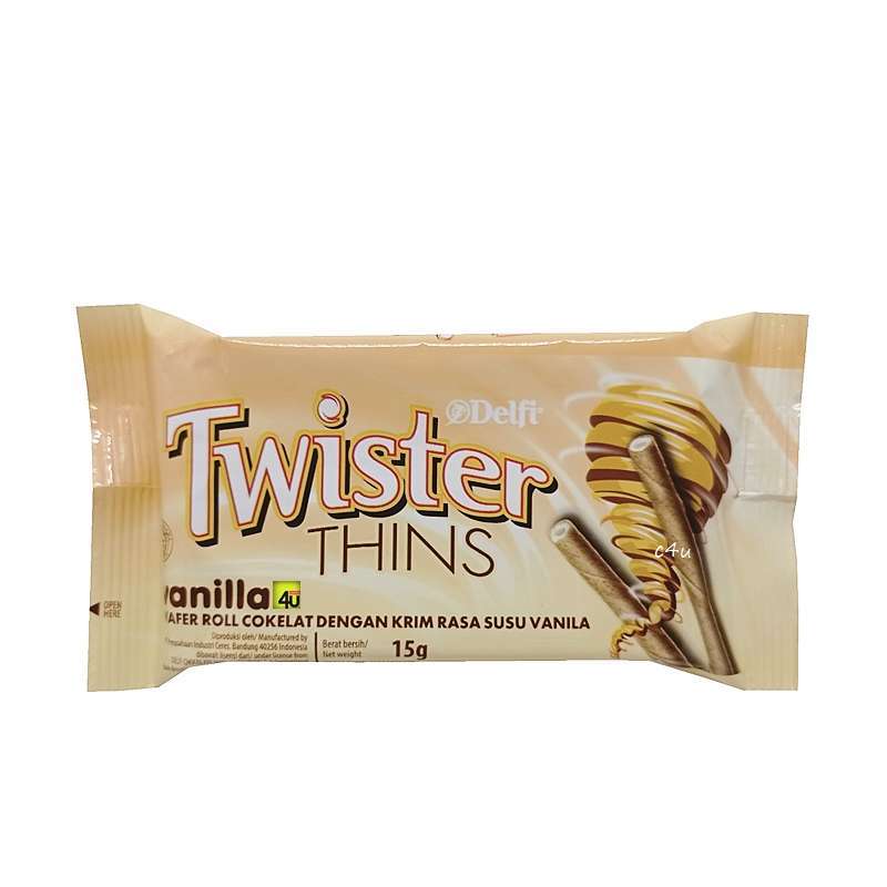 Promo Twister THINS - VANILLA Mini Wafer Roll - 15 gr DELFI Diskon 25% ...