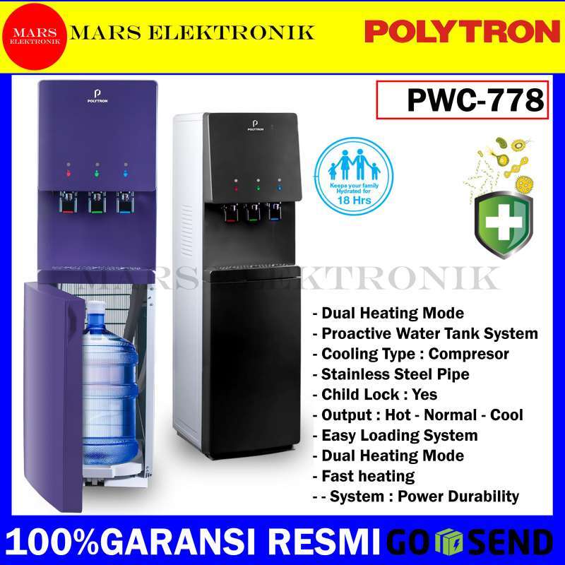 Jual DISPENSER POLYTRON PWC-778 / KOMPRESSOR / HOT NORMAL AND COOL ...