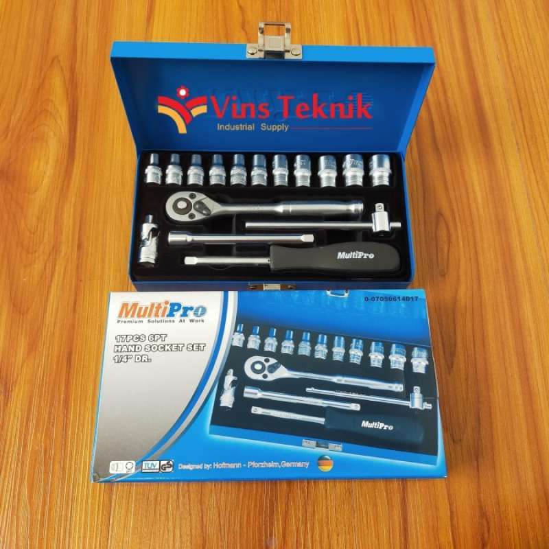 Promo HEAVY DUTY MULTIPRO kunci socket set 17pcs 1/4 INCH kunci sok ...