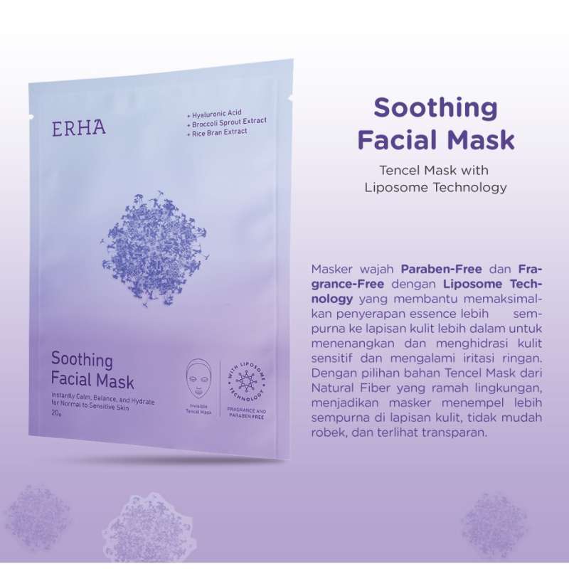 Promo Erha Soothing Facial Mask 4 Pcs - Sheet Mask Erha - Masker Wajah ...