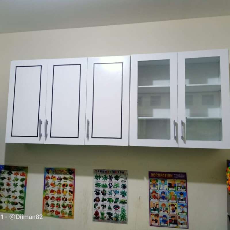 Jual RAK PIRING LEMARI GANTUNG DAPUR KITCHEN SET ATAS FULL PUTIH di ...