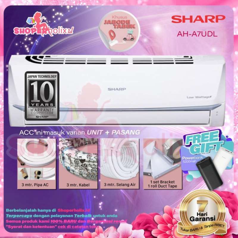 Jual Ac Sharp 3/4 Pk Ah-a07udl Low Watt Thailand + Instalasi Pemasangan R32 Di Seller ...