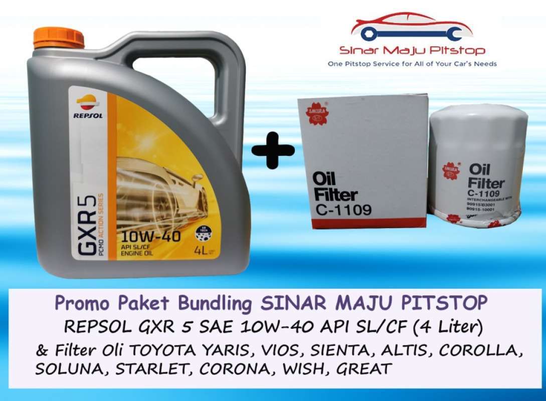 Promo Paket Bundling Oli REPSOL GXR 5 SAE 10W-40 API SL/CF 4 Liter ...
