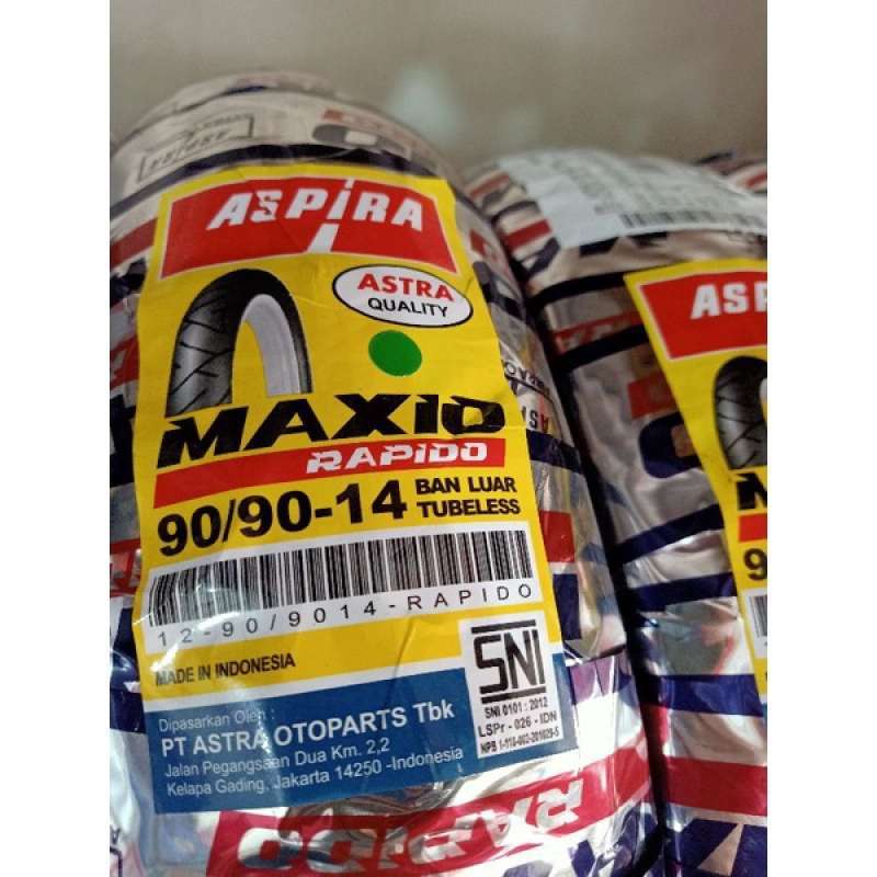 Jual BAN ASPIRA MAXIO RAPIDO 90/90-14 TUBELESS BAN MOTOR MATIC di Seller usahabanmotor ...