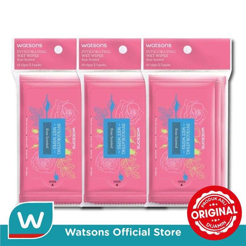 Jual WATSONS Bundle 3-pack Invigorating Wet Wipes Rose Scented 3x10s di Seller WATSONS Official ...
