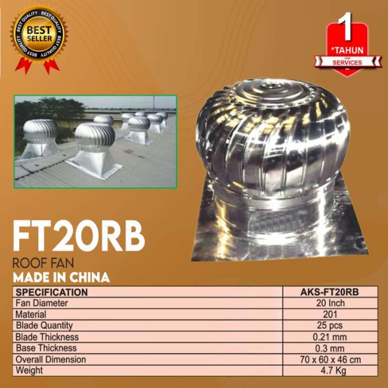 Jual Ventilator Turbine Ventilasi Blower Atap Rumah Pabrik 20 Inch ...