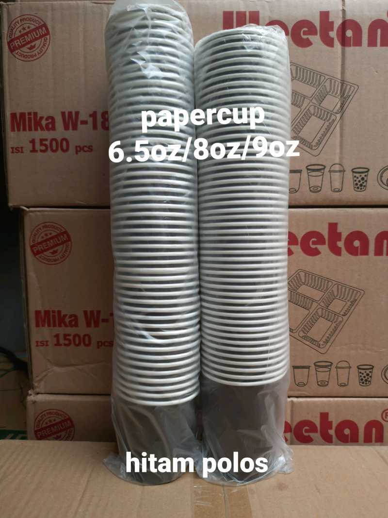Jual papercup paper cup gelas kopi kertas motif kopi hitam putih polos 6.5oz 8oz 9oz - 6.5oz ...