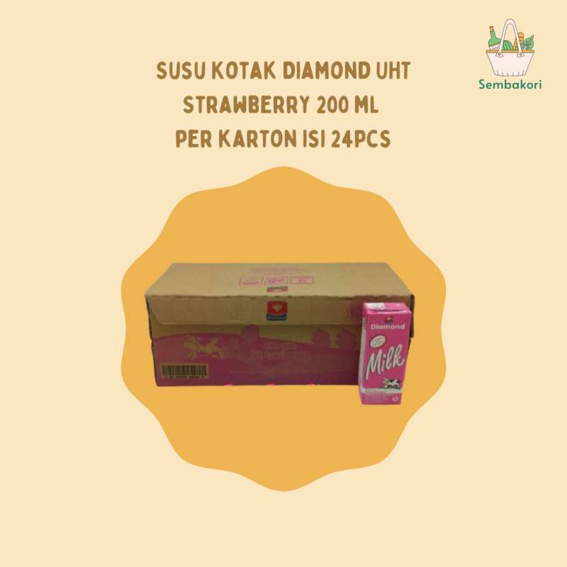 Jual Susu Kotak Diamond UHT Strawberry/Stoberi 200 ml per karton isi ...