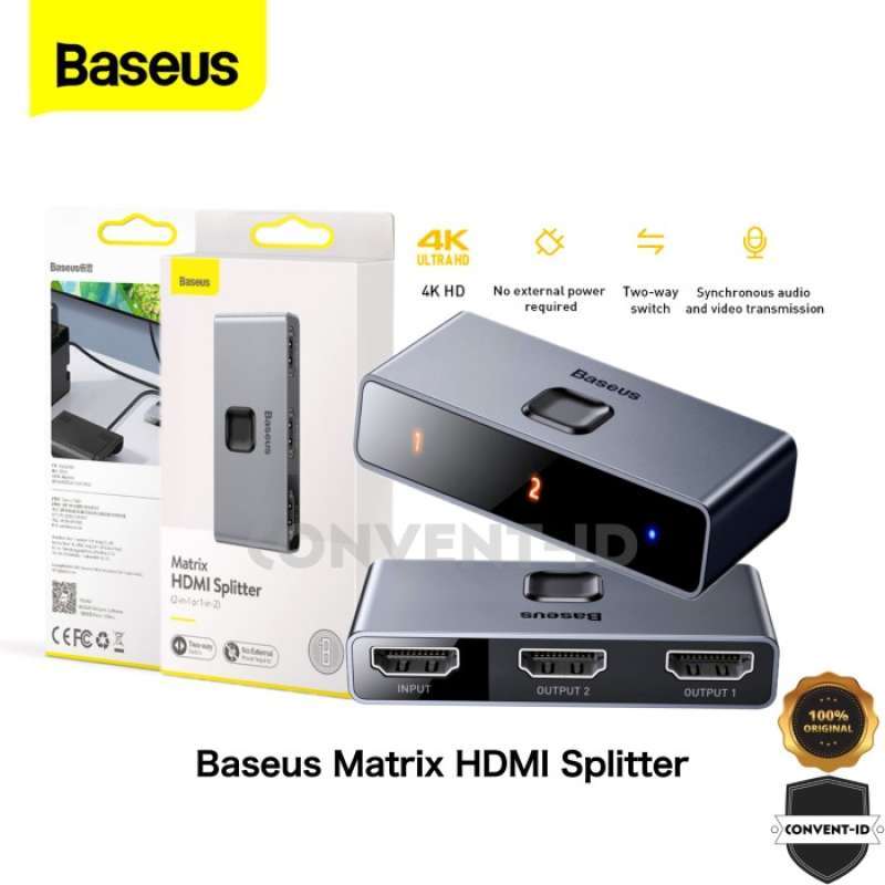 Jual ORIGINAL Baseus Matrix 2 in 1 HDMI Splitter 4K HD 60Hz Audio ...