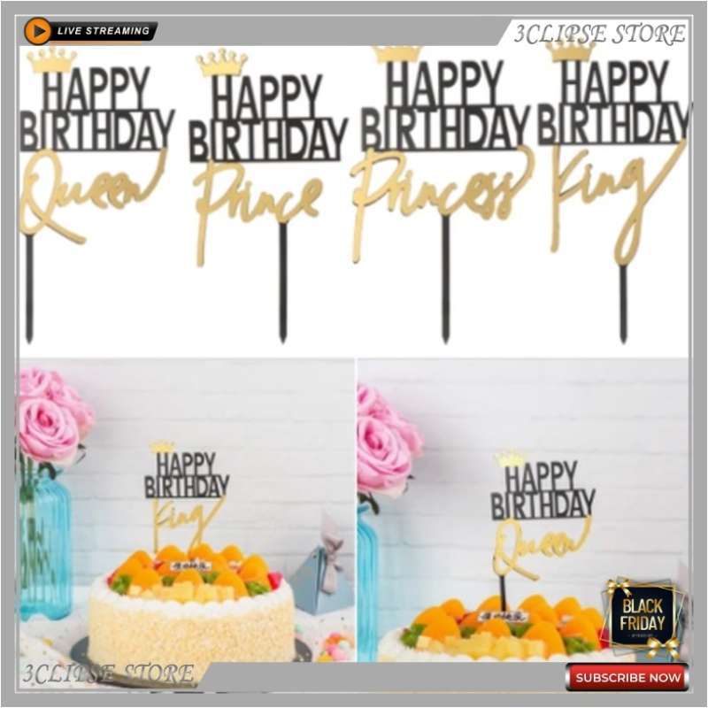 Promo Topper Kue Bentuk Mahkota Raja Ratu Pangeran Bahan Akrilik Warna ...