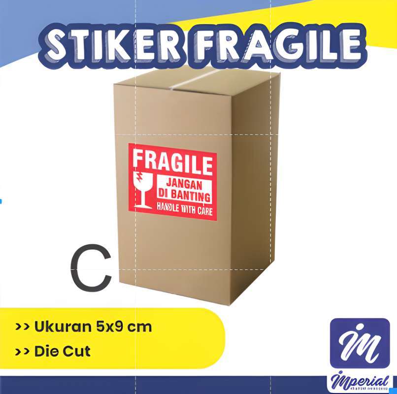 Jual Cetak Sticker Fragile Bahan Chromo Ukuran 5x9cm 1 Paket Isi 25pcs ...