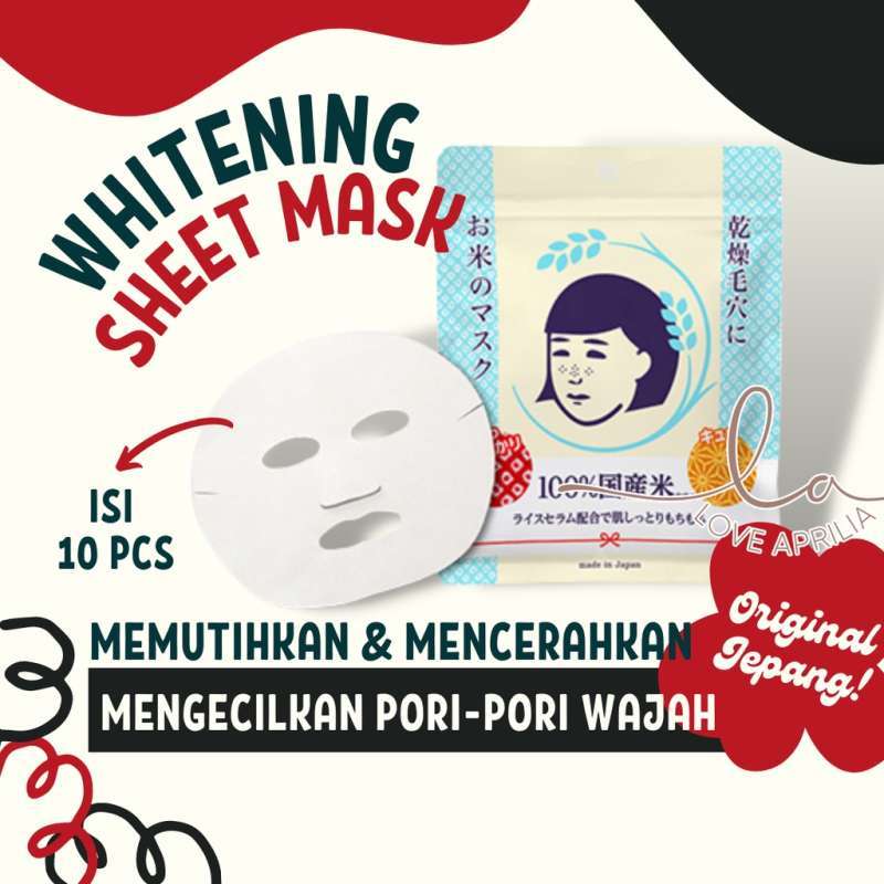 Jual Whitening Sheet Mask (10 pcs) Original Jepang Masker Ekstrak Beras ...
