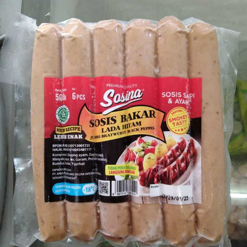 Jual SOSINA SOSIS BRATHWURST JUMBO BLACKPAPER 500 G / ISI 6 di Seller ...