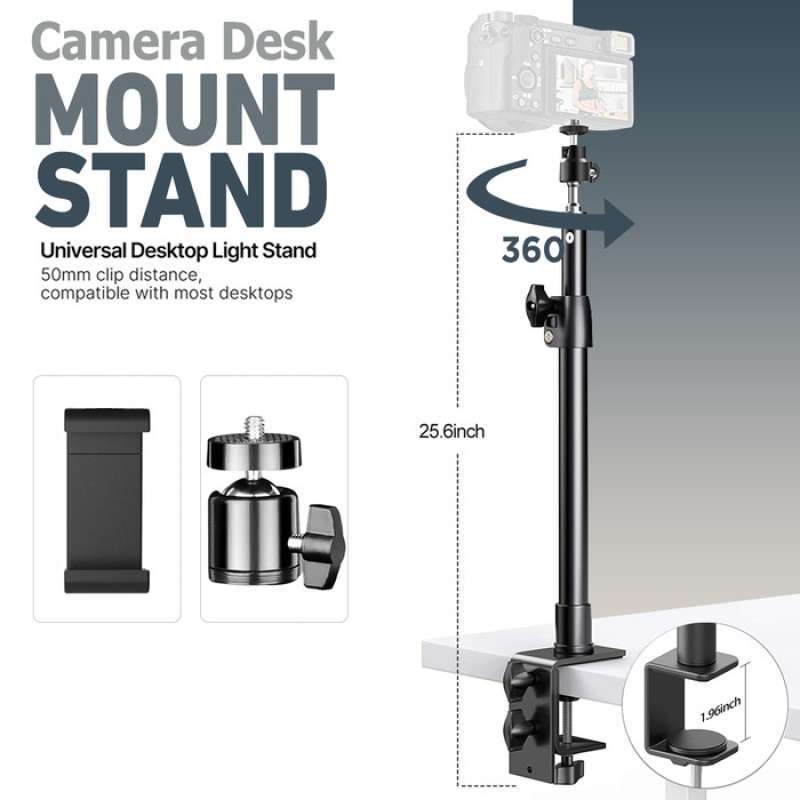 Jual Desk Camera Mount Aluminum Light Stand with Ballhead for ...