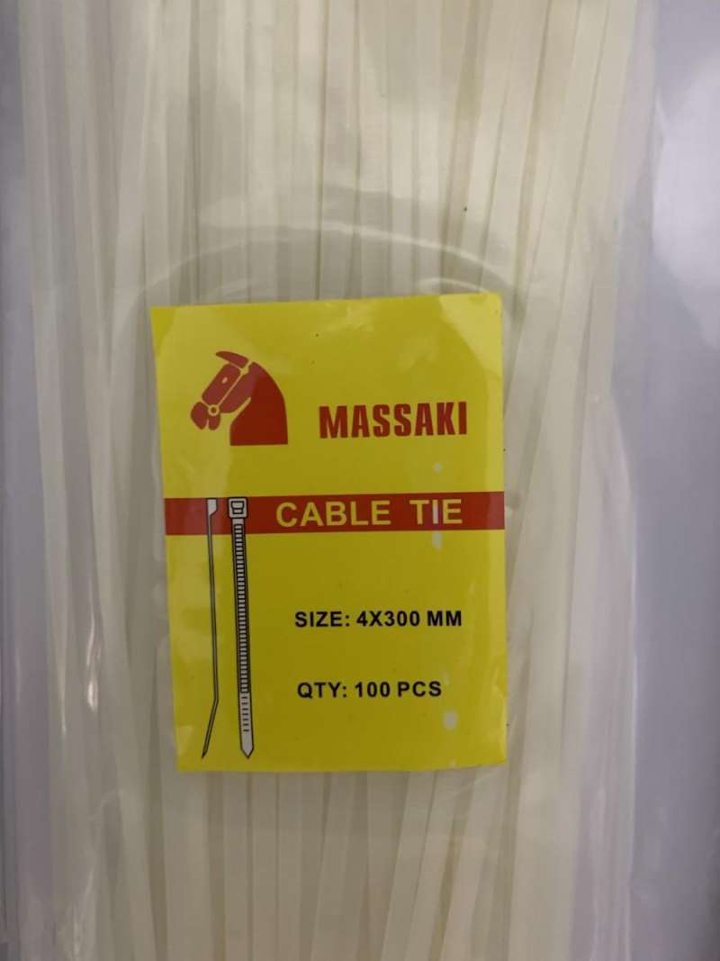 Jual Cable Tie Merek Massaki 4Mm X 300 Mm Putih , Hitam - Putih di ...