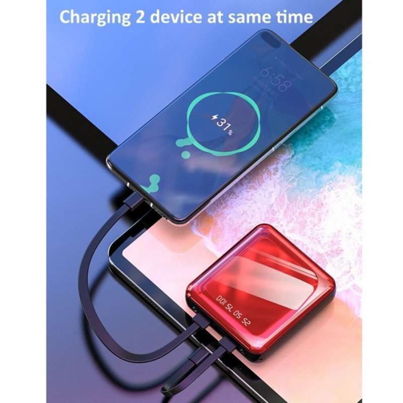 Jual Power Bank 2 Port USB LED 20000mAh Micro Lightning Type C 3 in 1 ...