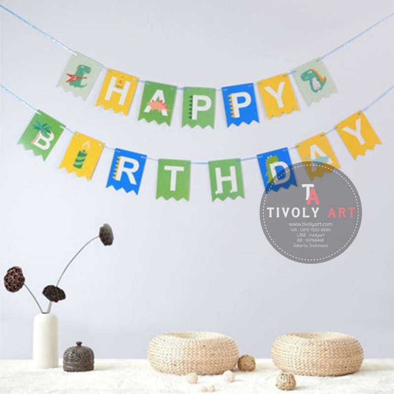 Jual Bunting Flag HBD DINOSAURUS / Banner DINOSAURUS /Banner HBD ...