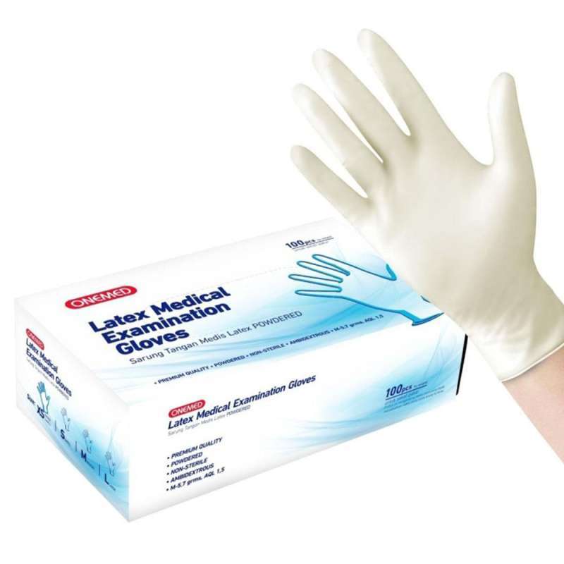 Jual Onemed Latex Gloves Pp /100 Powdered Glove Sarung Tangan ...