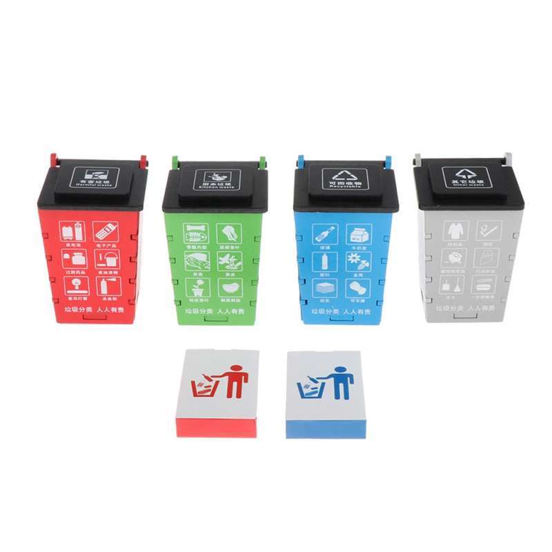 Jual Kids Eucational Learning 4pcs Trash Can and 108 Cards Garbage ...