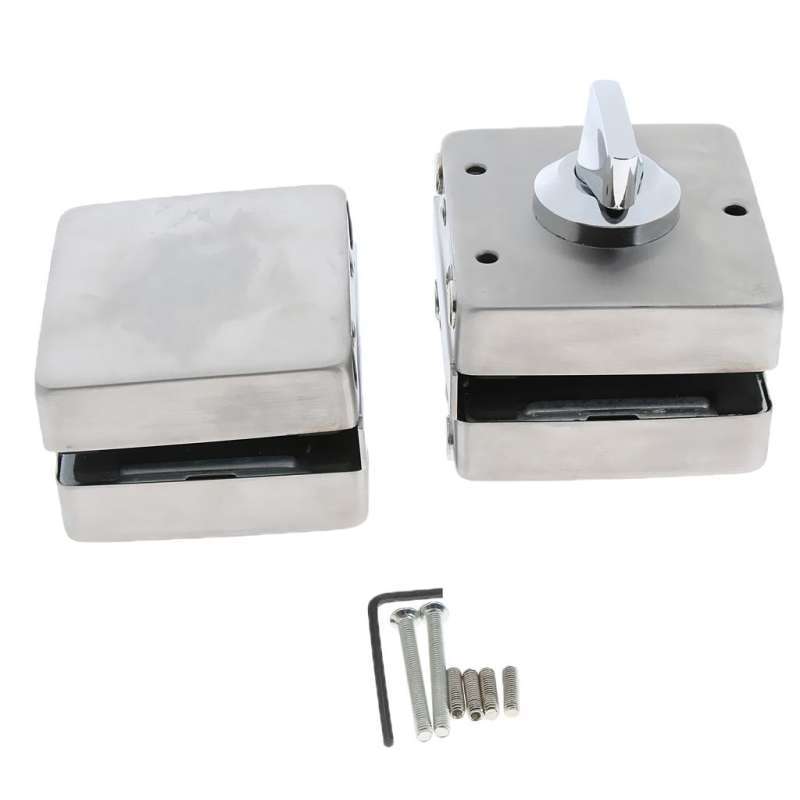 1 Set Double Open Glass Door Lock Stainless Steel Double Bolt Sliding