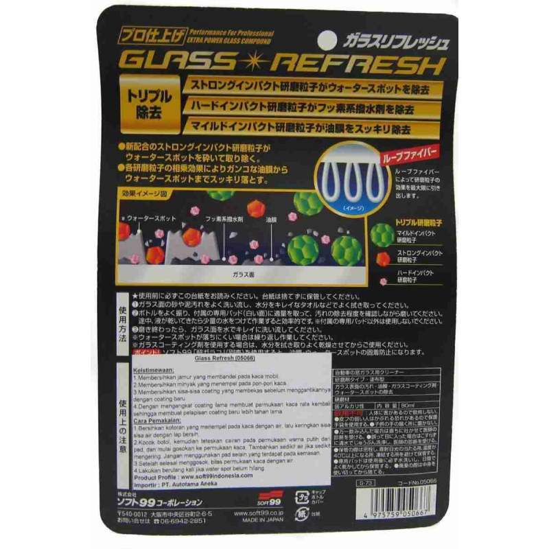 Jual Soft99 Glass Refresh |Obat Jamur Kaca Mobil Original 80 ML di ...