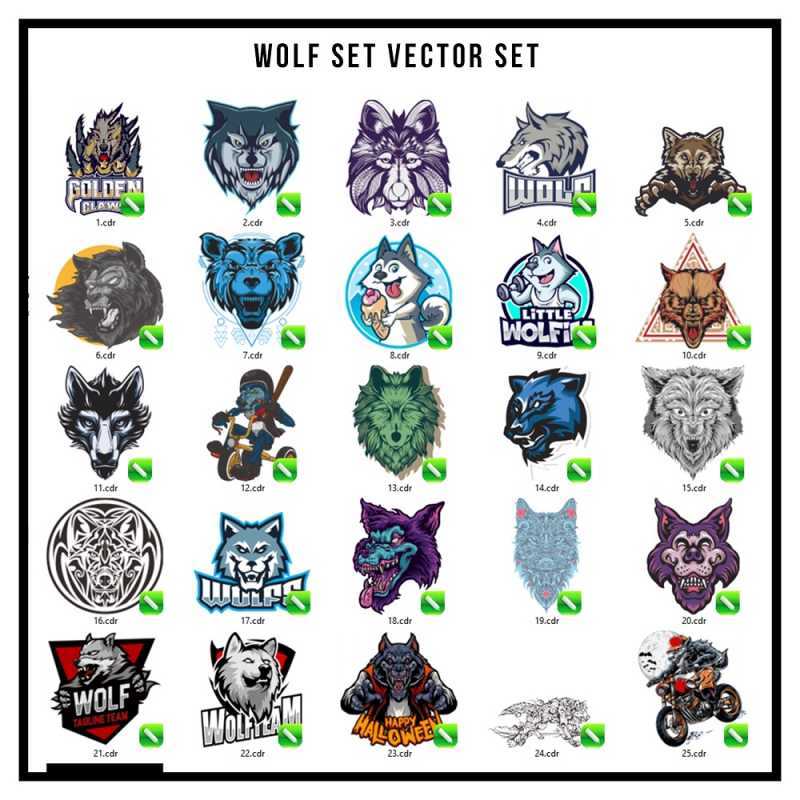 Jual Wolf Set Vector Set - Coreldraw di Seller DIGITAL BLACK MARKET ...