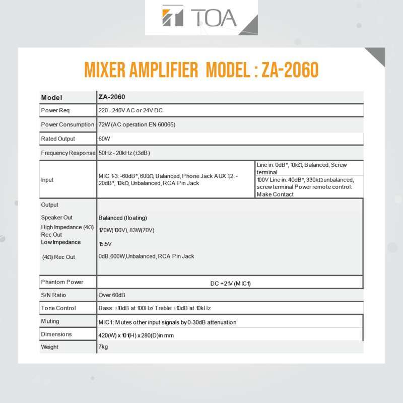 Promo Mixer Amplifier Toa Model Za-2060 | Garansi Resmi Diskon 31% Di ...