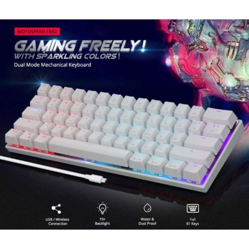 Jual MECHANICAL KEYBOARD MOTOSPEED CK62 RGB 60% 2 MODE WIRED AND ...