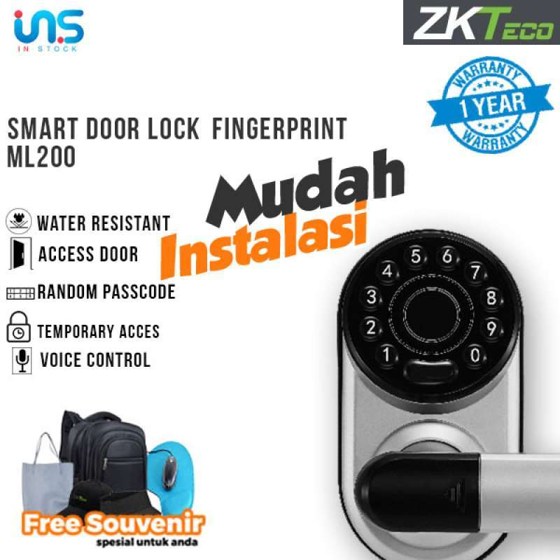 Jual Handle Pintu Rumahan Digital ZKTECO ML200 Bisa Fingerprint | Smart ...