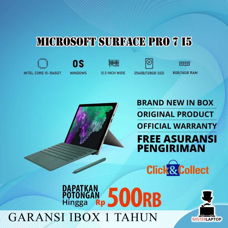 Jual Microsoft Surface Pro 7 Core I5 8gb 128gb 256gb With Type Cover