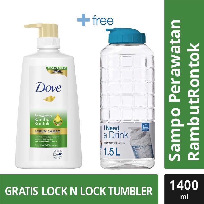 Promo Dove Perawatan Rambut Rontok Shampoo [1400mL] Free Lock&lock 1.5L ...