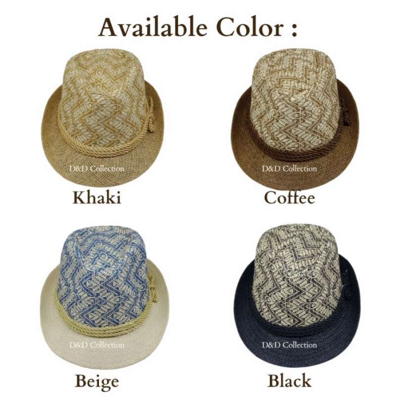 Promo Topi Fedora Import Anyaman motif Batik Tali Tambang - Beige ...