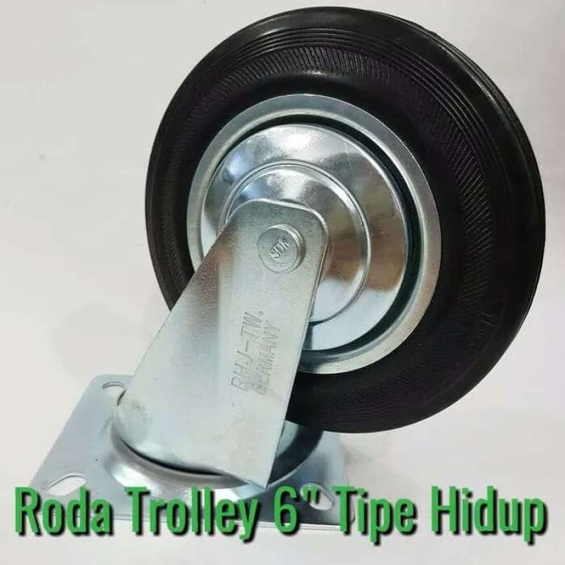 Jual Roda Troli 6 Inch Hidup Roda Karet /Rubber/etalase/Gerobak toly di ...