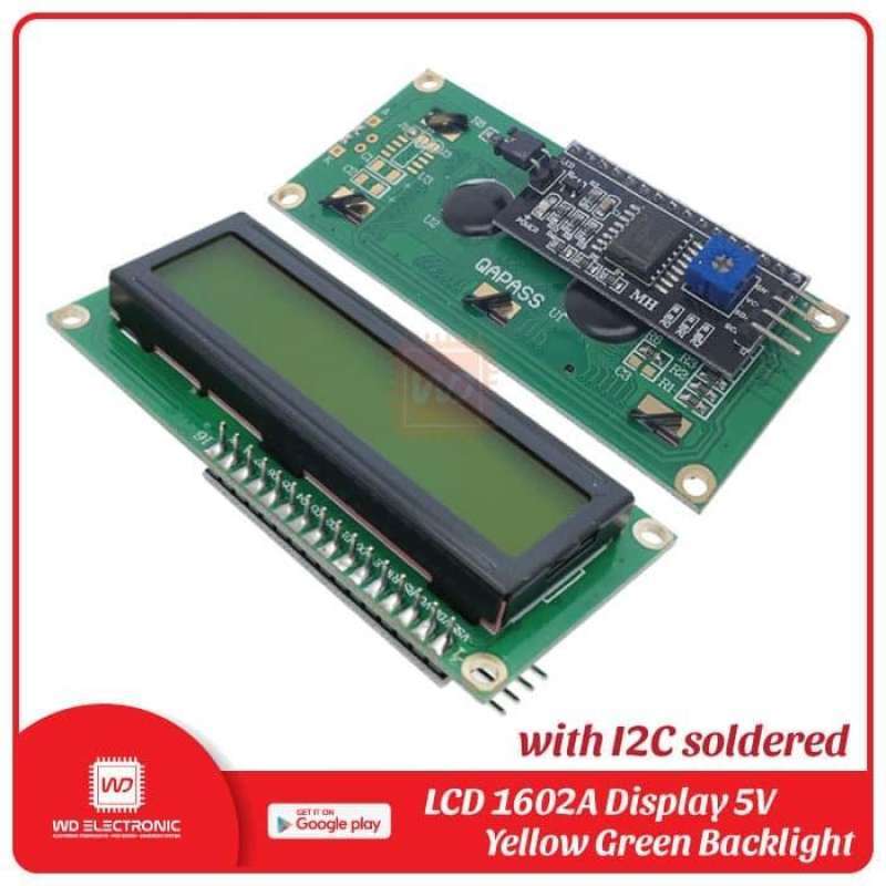 Jual LCD 16x2 HIJAU DENGAN I2C SERIAL SOLDERED LCD 1602A YELLOW GREEN ...