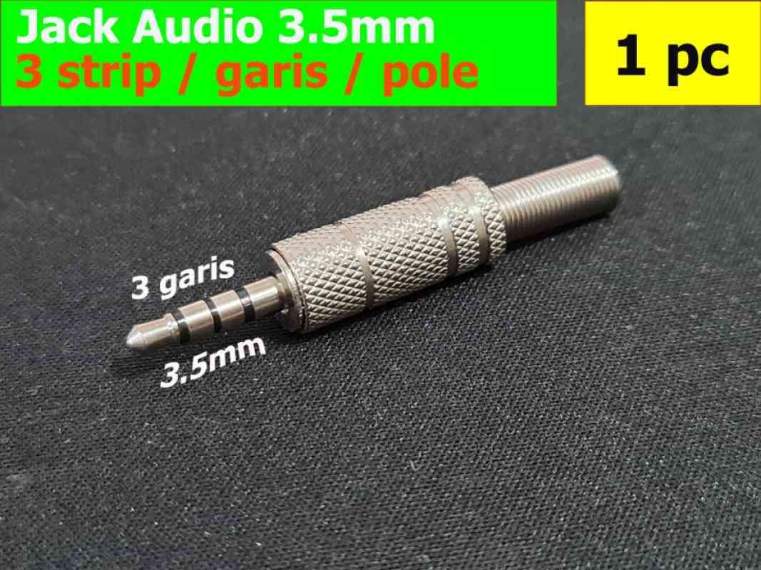 Promo JACK AUDIO 3,5MM 3 GARIS STRIP buntut besi PLUG MALE MINI STEREO ...