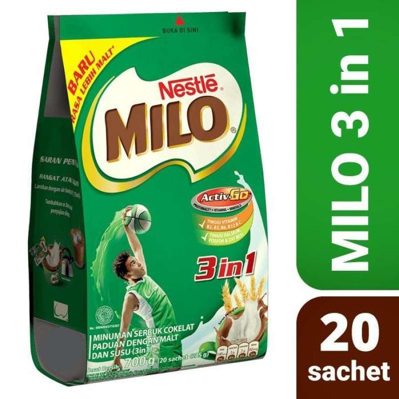 Jual MILO 3 in 1 Activ-Go Polybag isi 20 sachet - Milo Indonesia BPOM ...