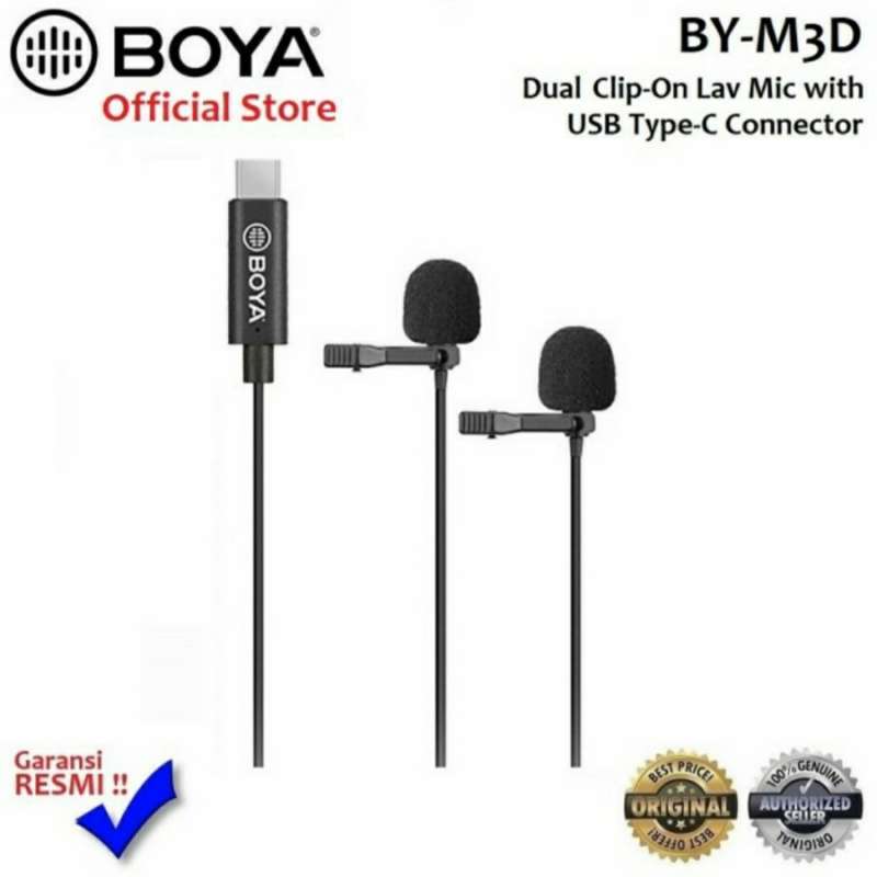 Jual Boya BY-M3D Dual Clip On Mic Microphone With USB Type-C Connector ...