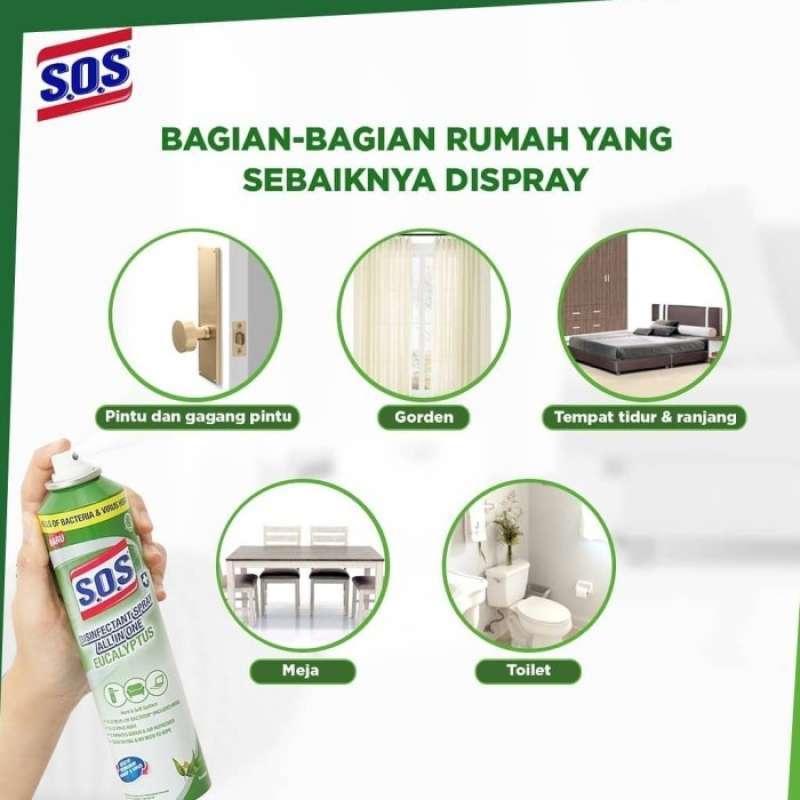 Jual Sos Disinfectant Spray Eucalyyptus 250 Ml Desinfektan Kaleng Spray ...