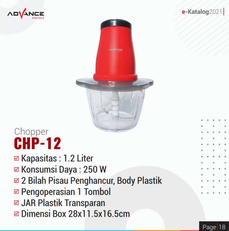 Jual ORIGINAL Advance Chopper Penggiling Daging Multifungsi CHP 12 CHP ...