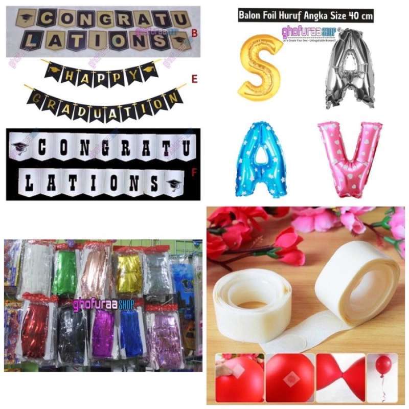 Jual Paket Dekorasi Wisuda Happy Graduation Graduated Grad Bunting Flag ...