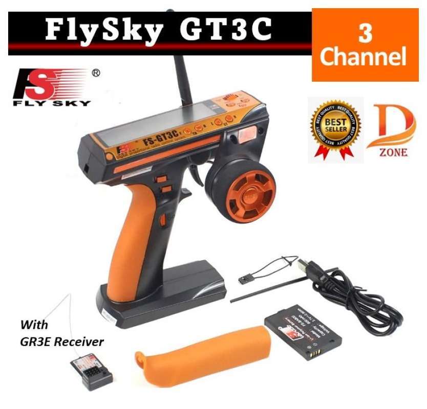 Promo Flysky GT3C 2.4Ghz Transmitter with GR3E Receiver for RC Car RC ...